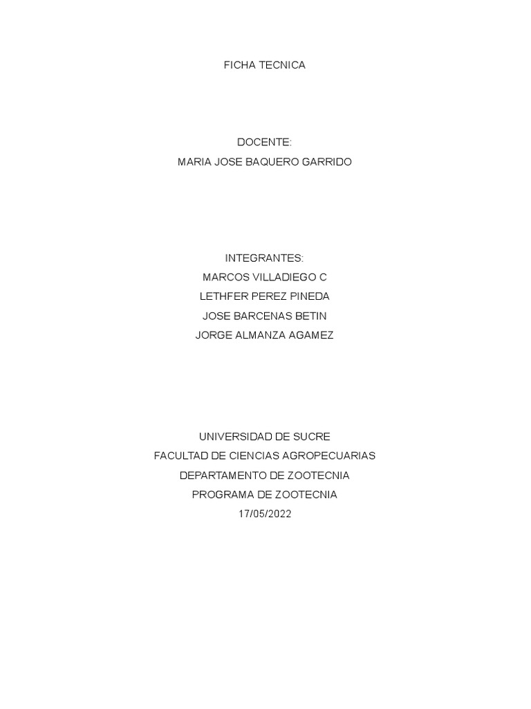 Ficha Técnica Finalizada | PDF | Agua | Glicina