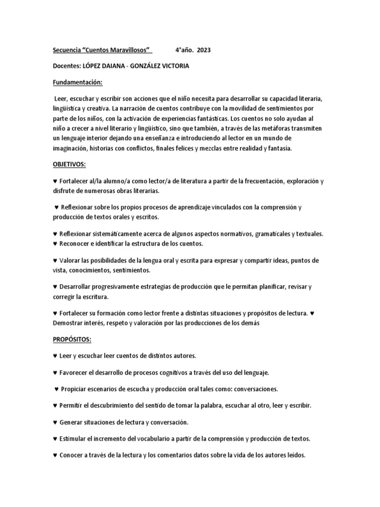 Secuencia Cuentos Maravillosos-1 | PDF