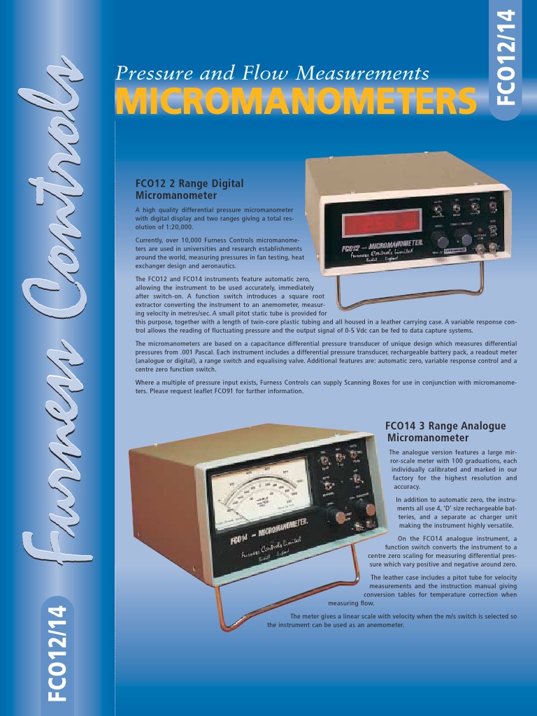 Furness Controls Micromanometers Overview | PDF | Pressure Measurement ...