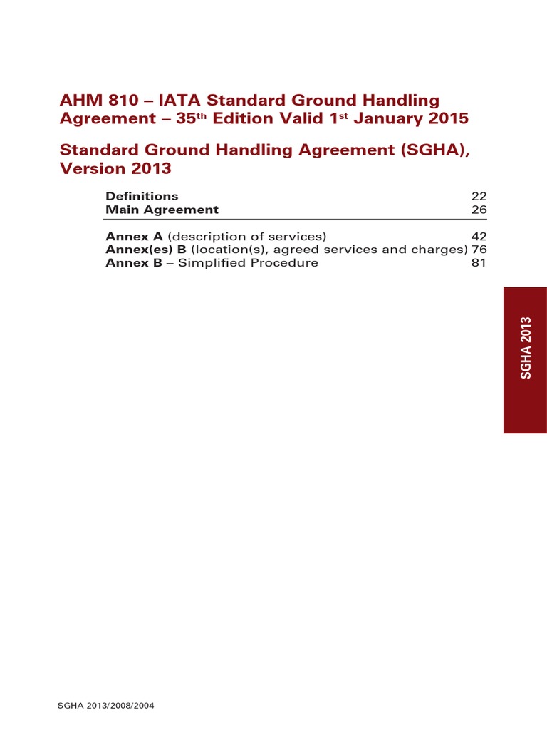 Documents - Pub Ahm 810 Iata Standard Ground Handling Agreement | PDF ...