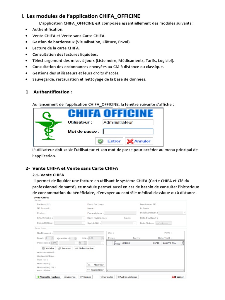 Guide Utilisateur CHIFA - OFFICINE2 | PDF | Finance et gestion monétaire