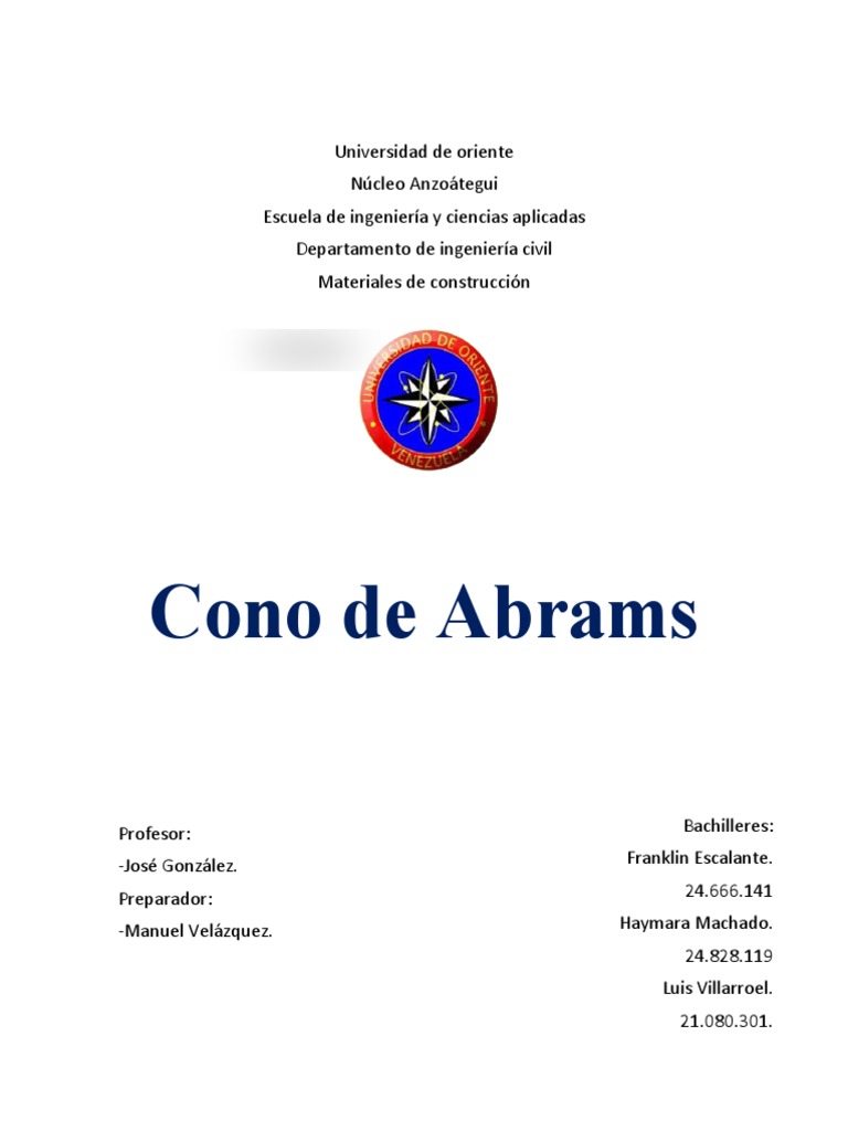 Cono de Abrams | PDF | Hormigón | Materiales de construcción