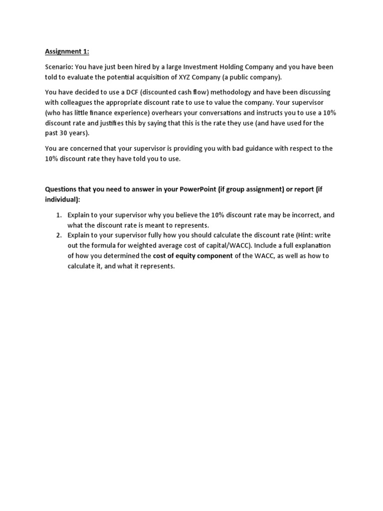 FNCE 623 - Assignment 1 | PDF