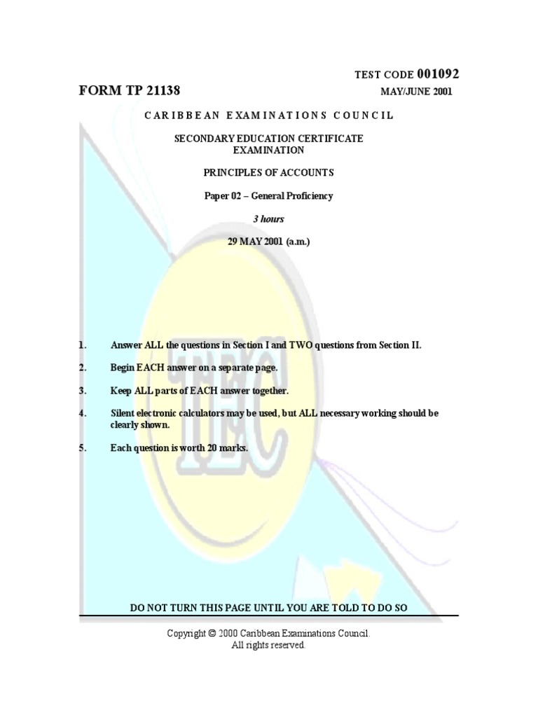 Poa May 2001 Paper 2 | PDF | Depreciation | Expense