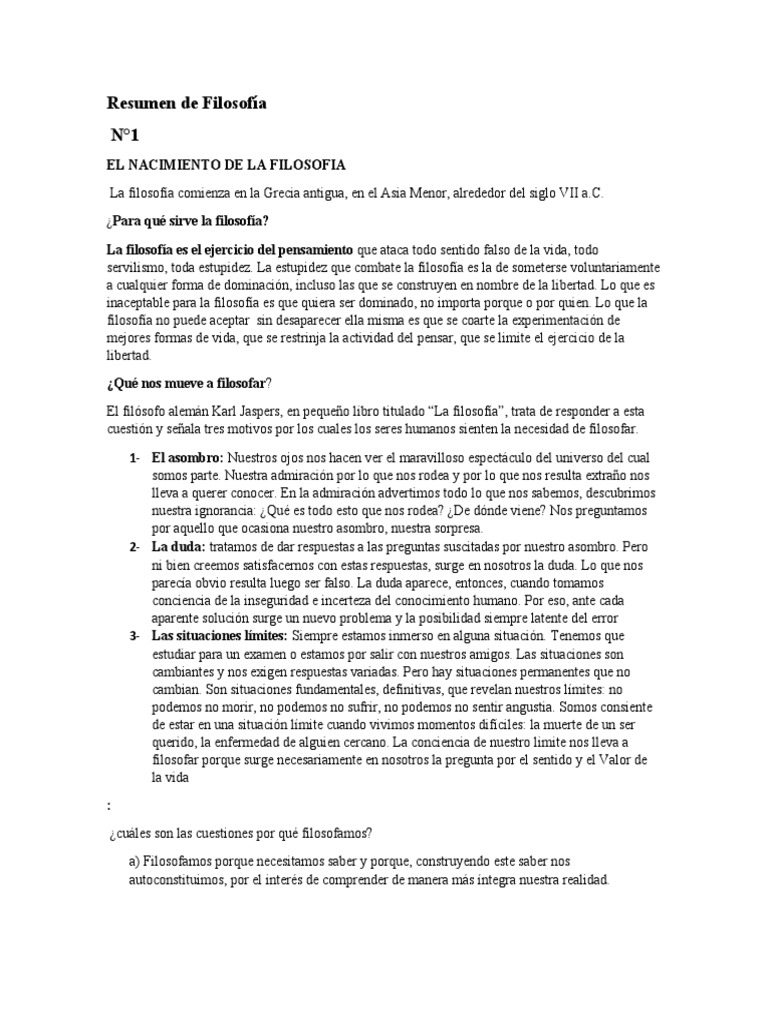 Resumen de Filosofia | Descargar gratis PDF | Verdad | Conocimiento