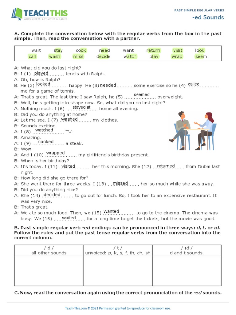 Past Simple -ed Sounds Worksheet | PDF | Languages | Foreign Language ...