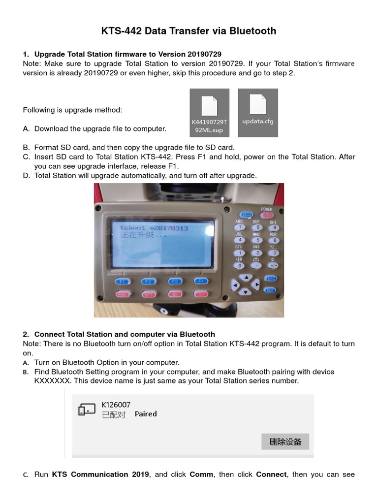 KTS-442 Bluetooth Data Transfer Guide | PDF | Bluetooth | Input/Output