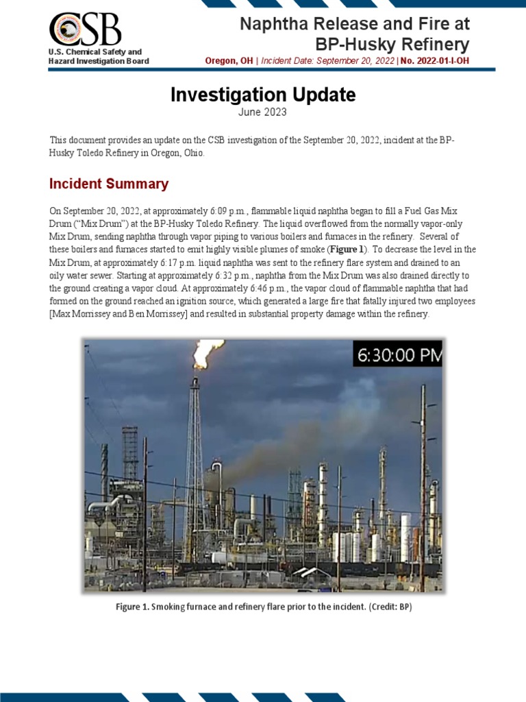 BP-Husky Refinery Investigation Update | PDF | Oil Refinery | Cracking ...