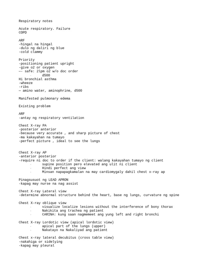 Respiratory Notes | PDF | Lung | Respiratory System