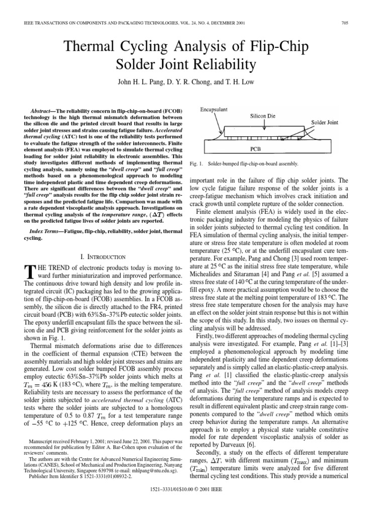 Thermal cycling analysis of flip-chip solder joint reliability(1) | PDF ...