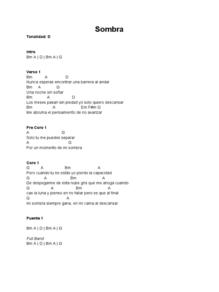 Sombra Acordes | PDF