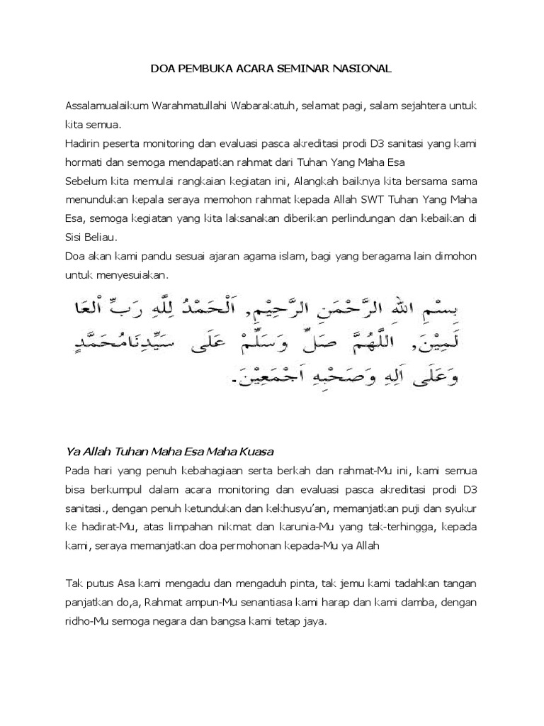 Doa Pembuka Acara Akreditasi | PDF