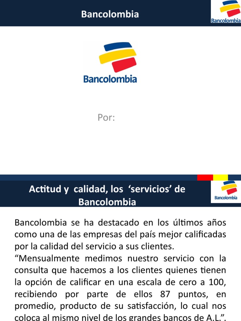 Bancolombia: Calidad en Servicio al Cliente | PDF | Economias