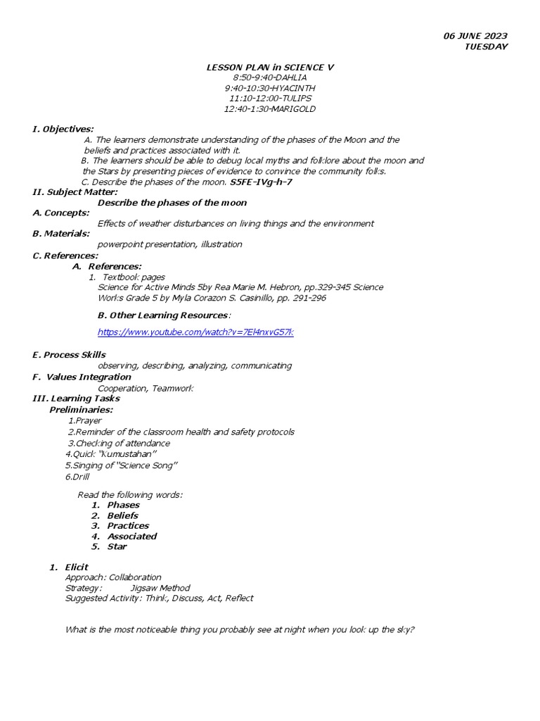 SCIENCE 5-DLP-June 6, 2023 | PDF