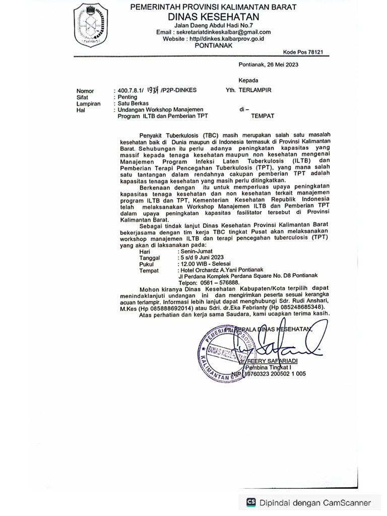 Undangan Workshop Manajemen ILTB Dan TPT | PDF