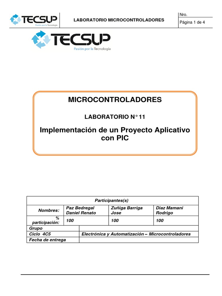 Lab 11 Proyecto Con PIC | PDF | Microcontrolador | Diodo emisor de luz