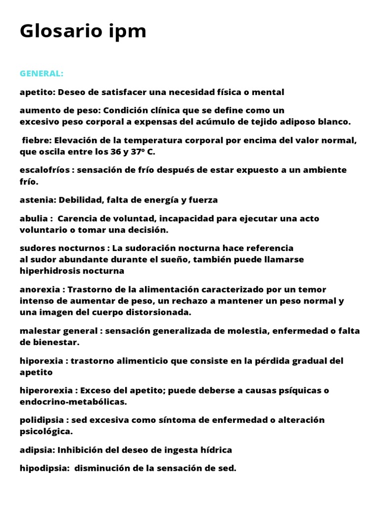 Glosario de Términos Médicos | PDF