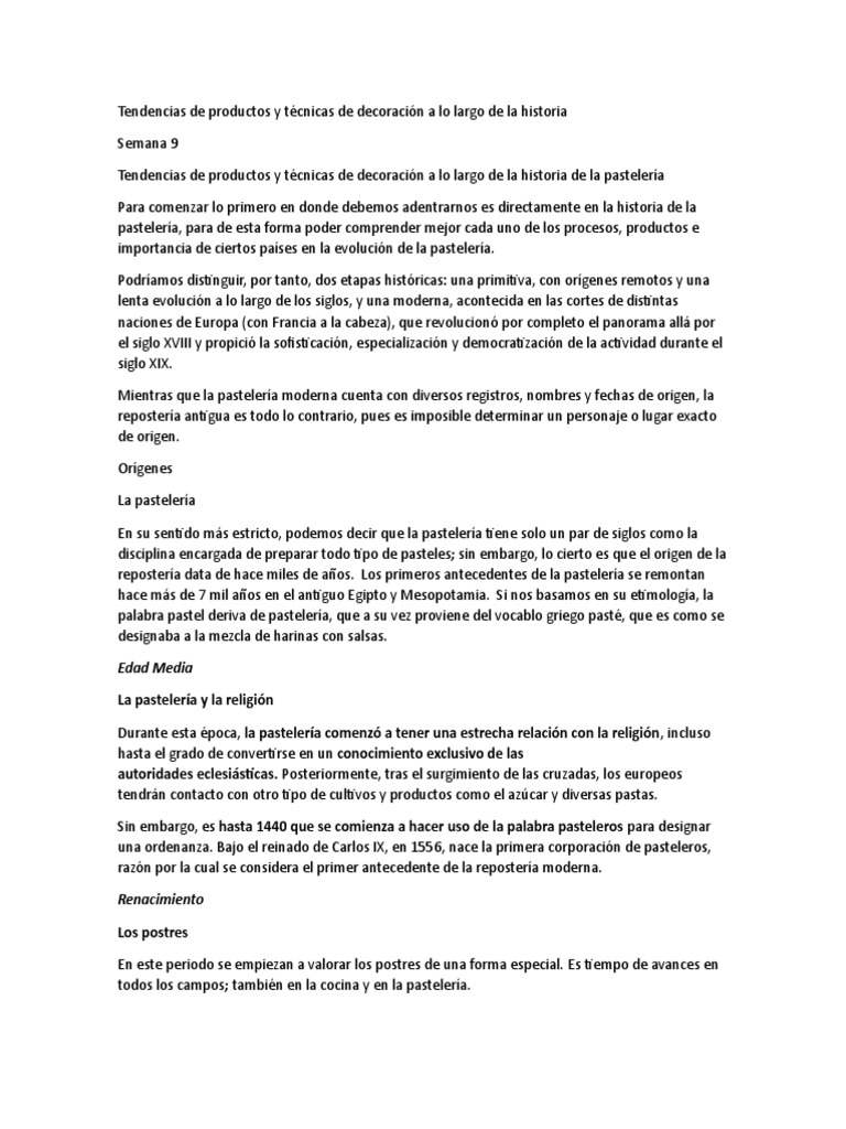 Evolución de la Pastelería a lo Largo del Tiempo | PDF | Postres ...