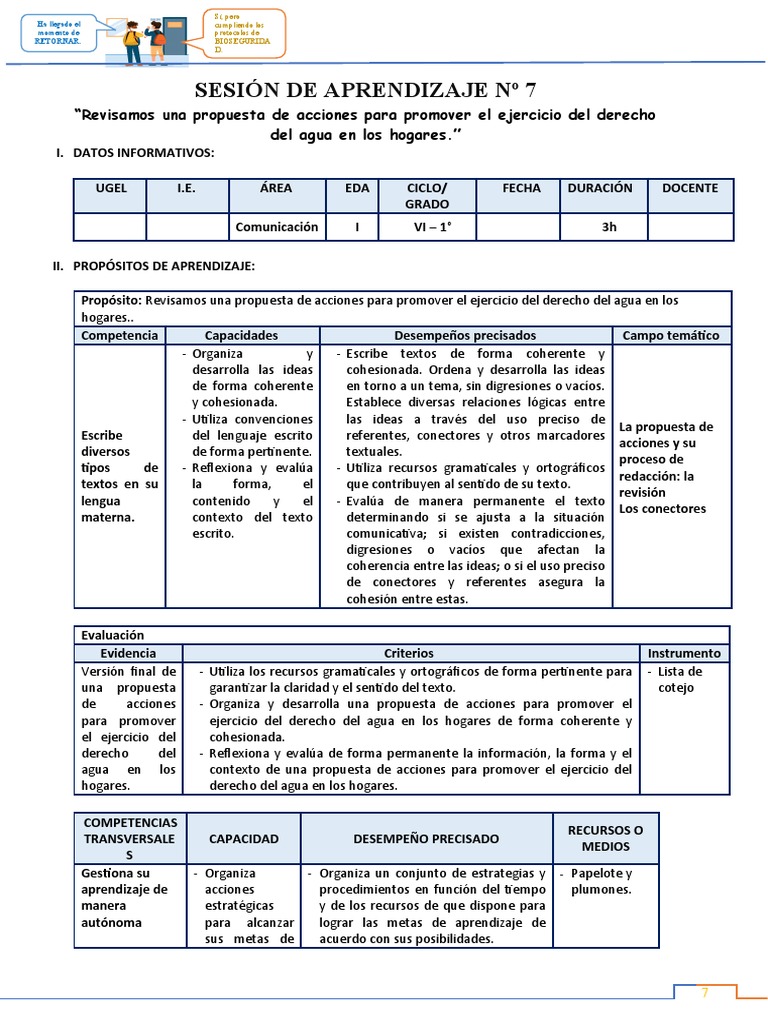 1° Sesion de Aprendizaje 7-Sem.4-Exp.1-Com. | PDF | Aprendizaje | Evaluación