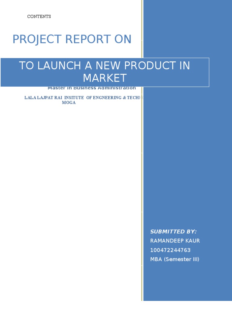 Project Report On: To Launch A New Product in Market | PDF | Ice Cream ...