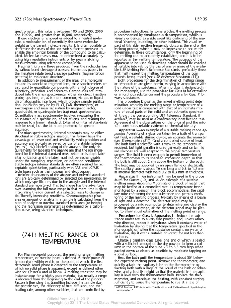 Melting Range or Temperature | PDF | Mass Spectrometry | Melting Point