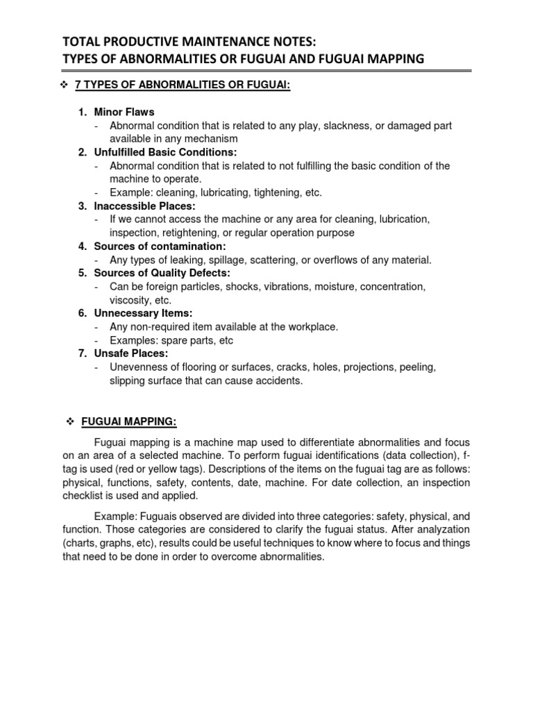 Fuguai & Fuguai Mapping - Total Productive Maintenance | PDF ...