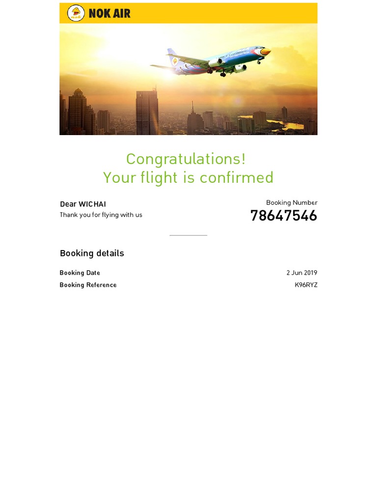Congratulations! Your Flight Is Confirmed: Booking Details | PDF