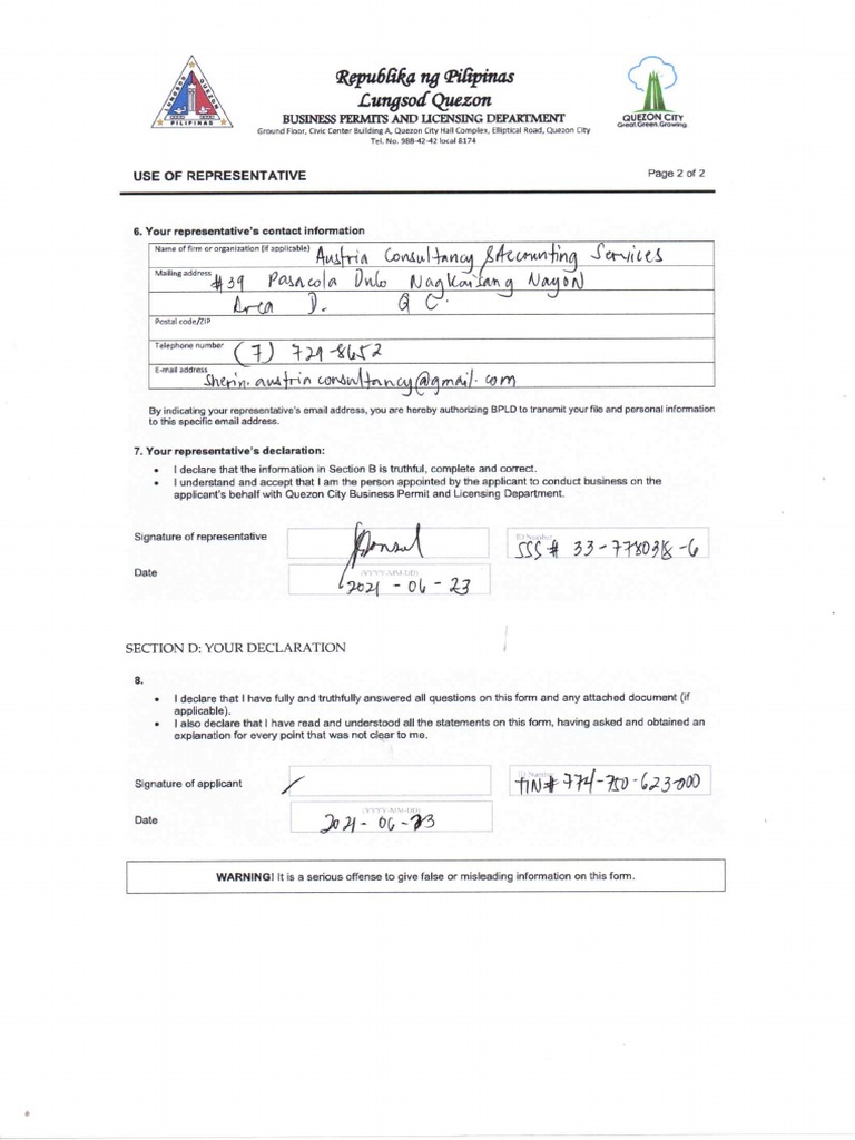 Authorization Template From QC Cityhall p2 | PDF