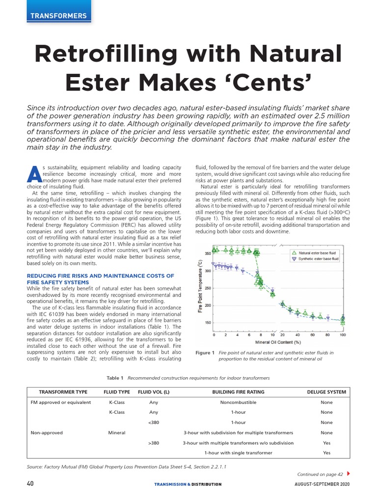 Retrofilling With Natural Ester Makes Cents': Transformers | PDF ...