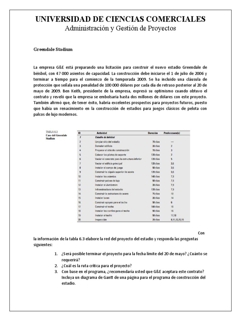 Proyecto Greendale Stadium | PDF