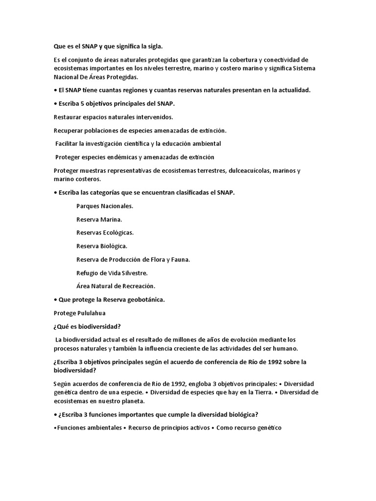 Que Es El SNAP y Que Significa La Sigla | PDF | Biodiversidad | Entorno ...