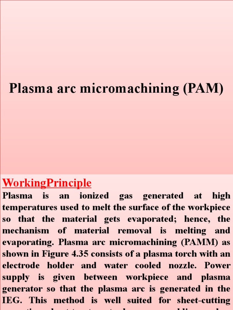 Plasma Arc Micromachining (PAM | PDF