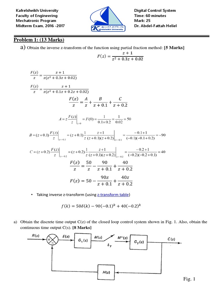 Solved Midterm Digital Control | PDF Solved Midterm Digital Control | PDF