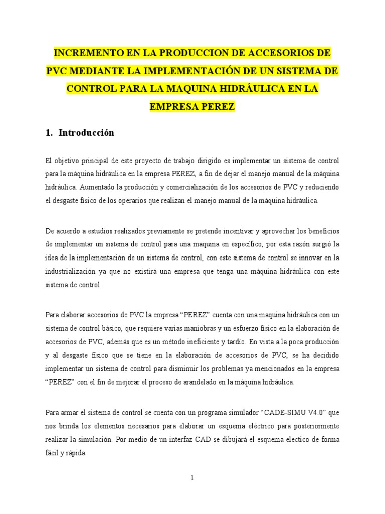 Incremento en La Produccion de Accesorios de PVC | PDF | Electrónica | Plomería