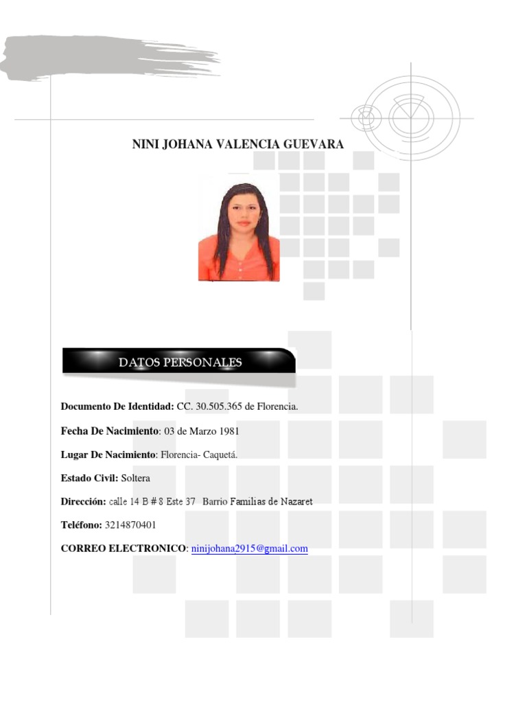 Hoja de Vida Nini Johana Valencia Actualizada | PDF | Contabilidad ...