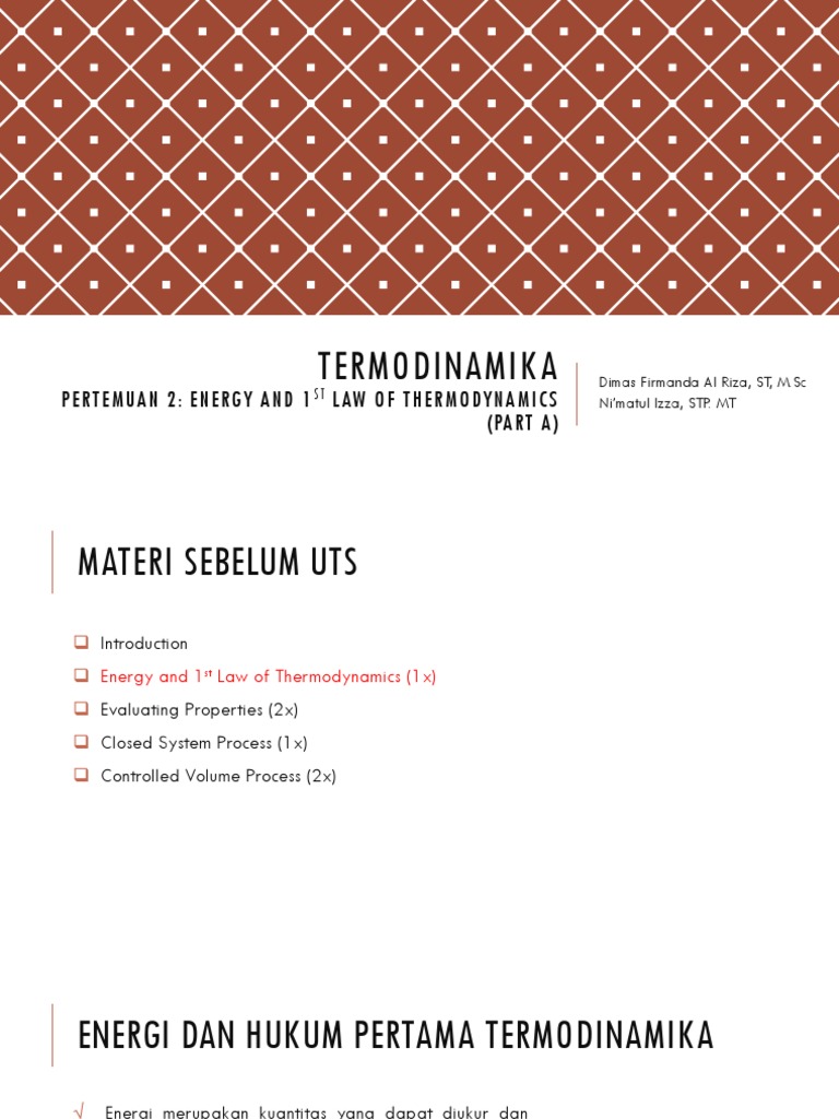 Energi dan Hukum Pertama Termodinamika | PDF