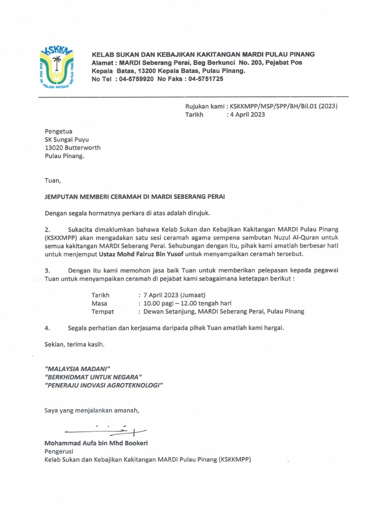 Surat Jemputan Penceramah-2 | PDF