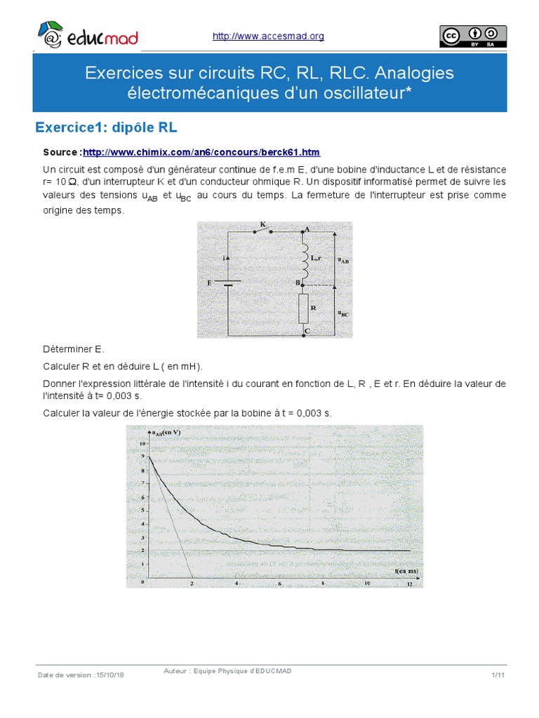 Circuits RC-RL-RLC. Analogies Electromecaniques Doscillateur | PDF