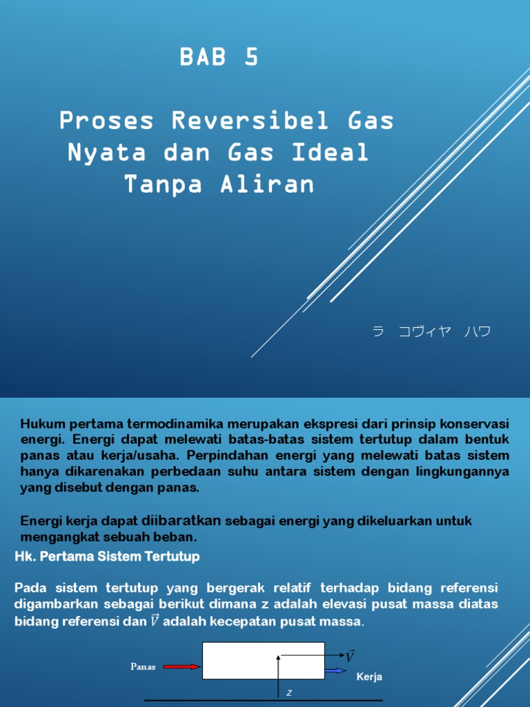 Bab 5 - Proses Reversibel Gas Nyata Dan Ideal Tanpa Aliran | PDF