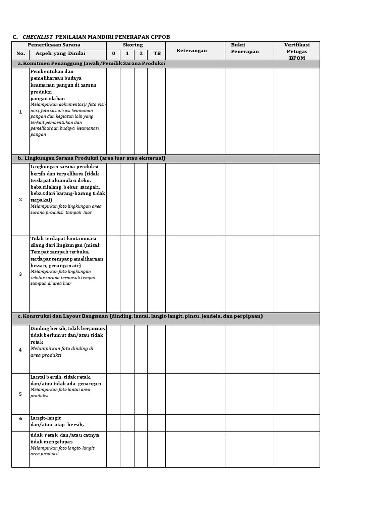 Penilaian Mandiri CPPOB Convert | PDF