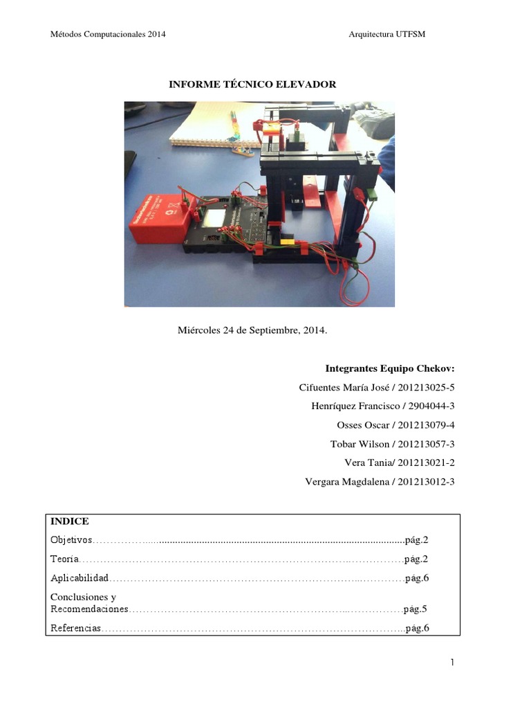 Informe Tecnico Elevador1 | PDF | Ascensor | Diodo emisor de luz