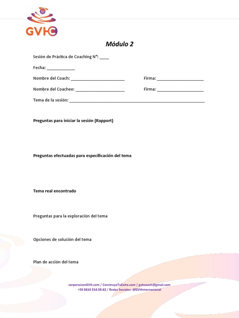 Formato Sesiones de Coaching m2 | PDF