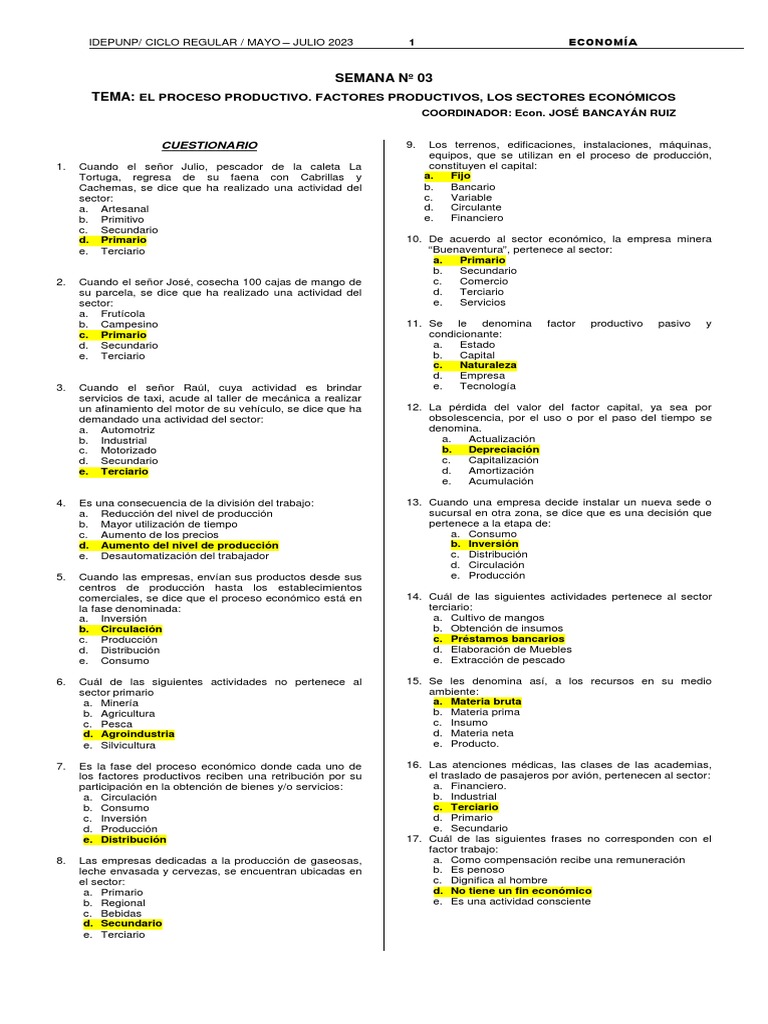 Cuestionario Semana 03 Docentes 2023 Mayo | PDF | Capital (economía ...