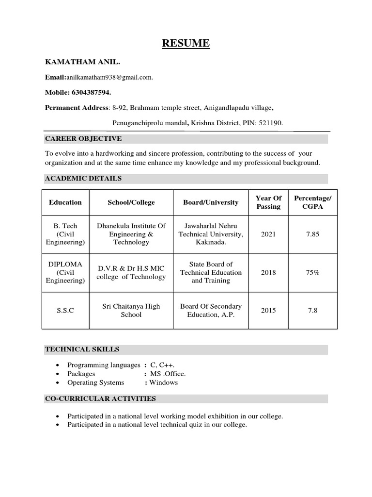 Anil Resume 02 | PDF