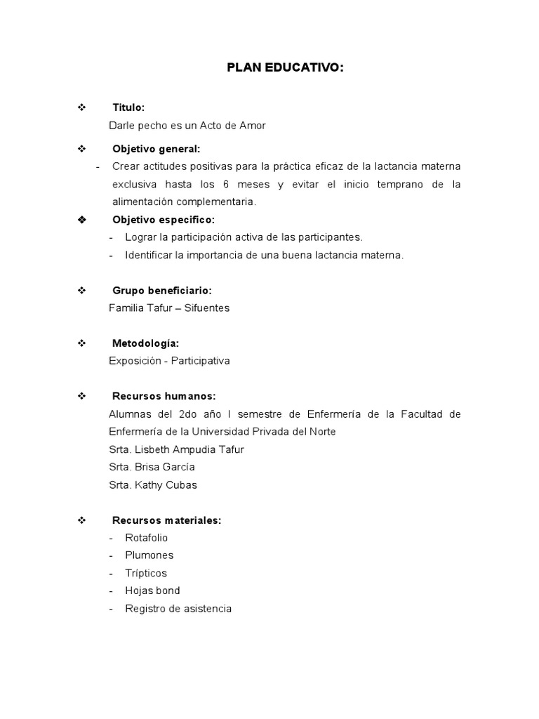 Modelo Plan de Sesion Educativa - Esc | PDF