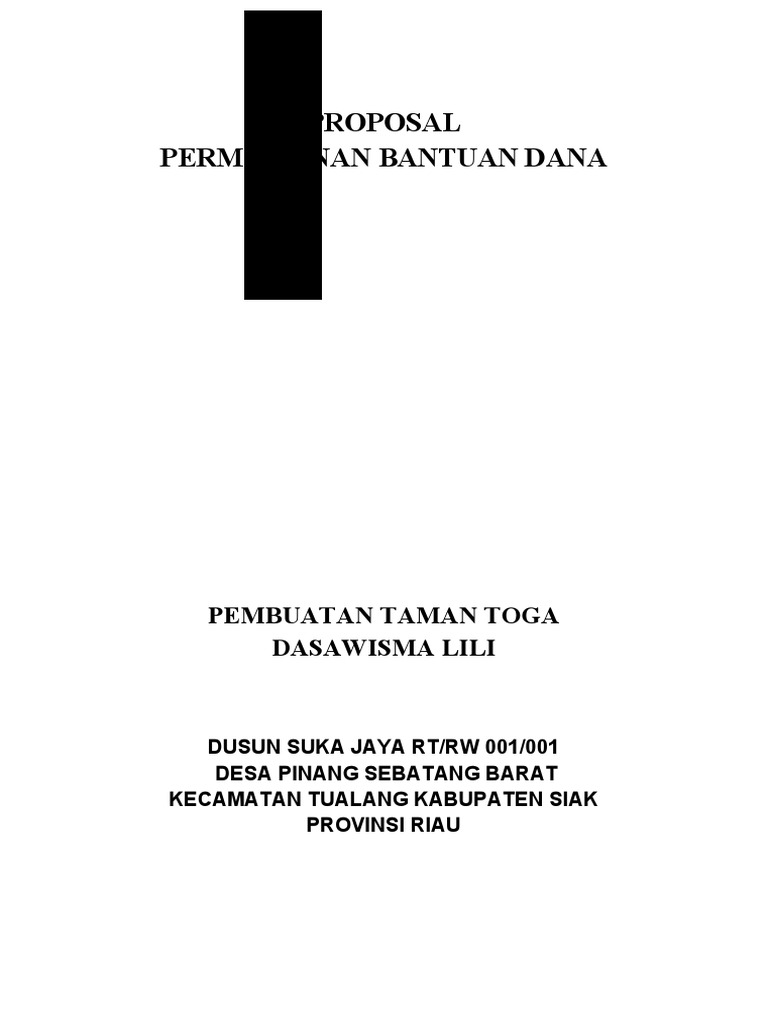 Permohonan Dana Taman TOGA Suka Jaya | PDF