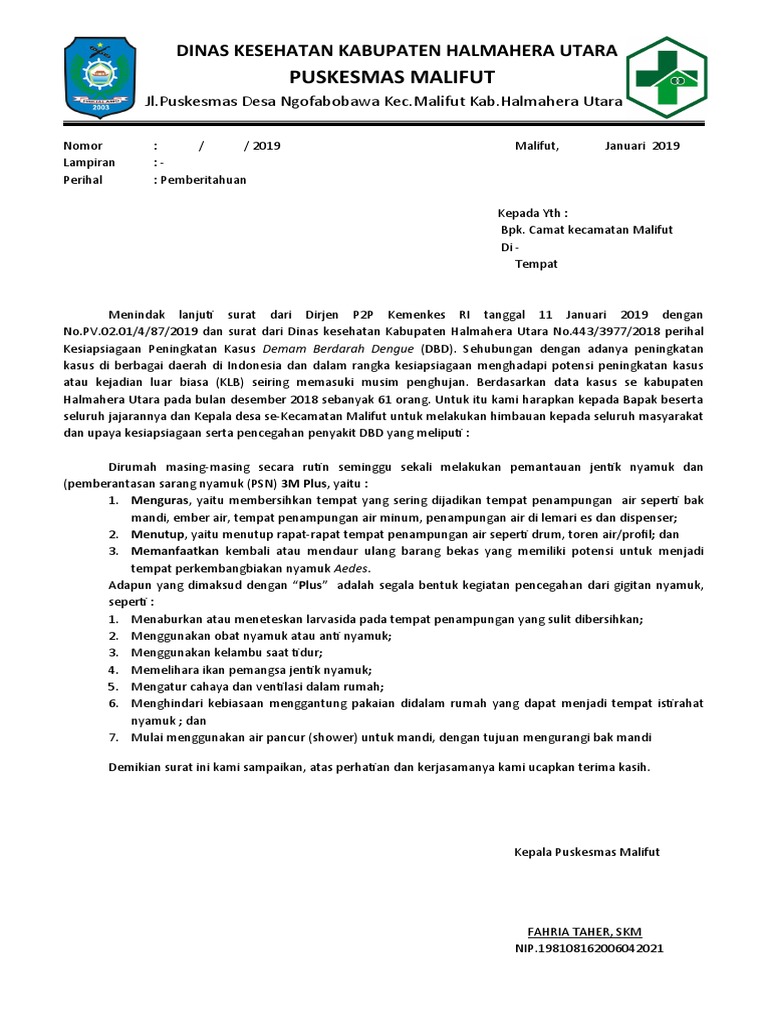 Surat DBD Malifut | PDF | Ilmu Sosial | Kesehatan Holistik