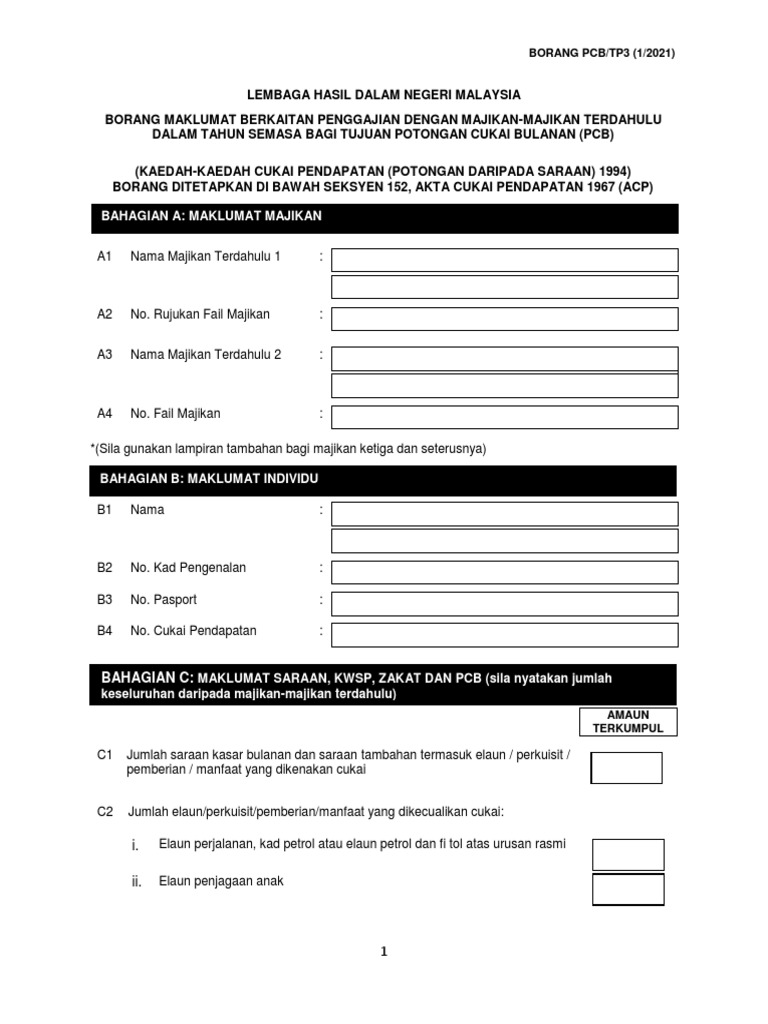 Borang TP3 2021 | PDF