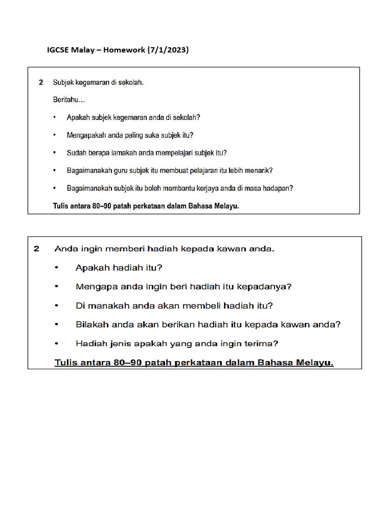 IGCSE Malay (7 Jan) | PDF
