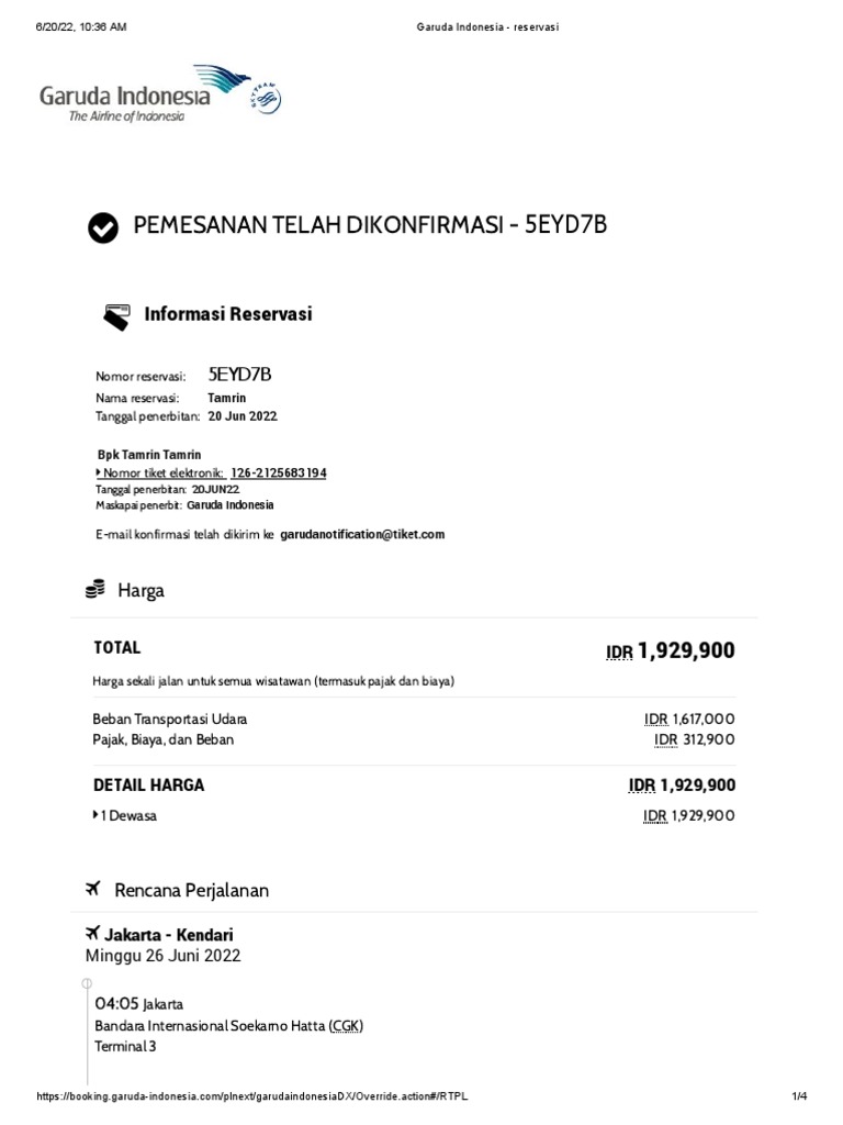 TIKET Garuda Indonesia | PDF